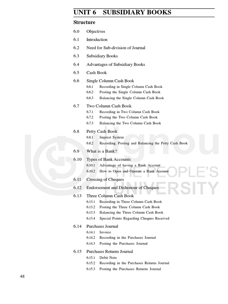 Unit-6 Subsidiary Books PDF | PDF | Debits And Credits | Economies