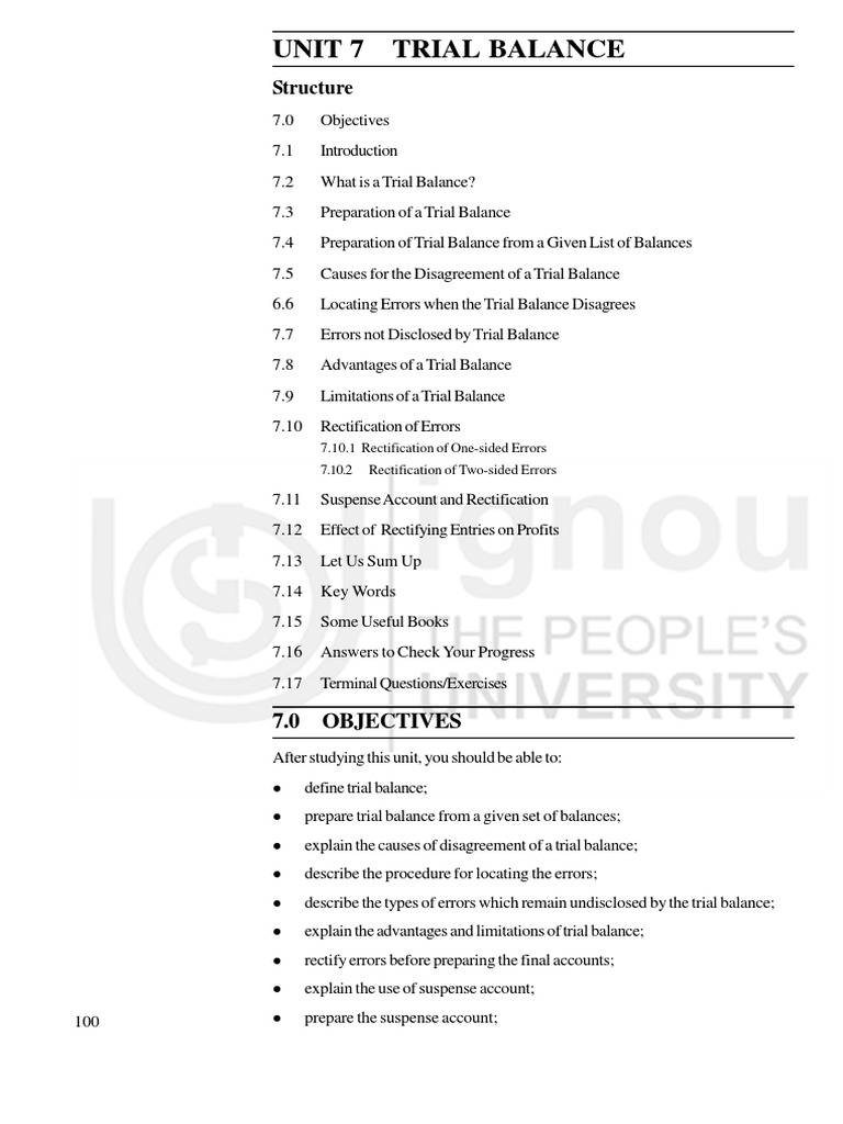 Unit-7 Trial Balance PDF | PDF