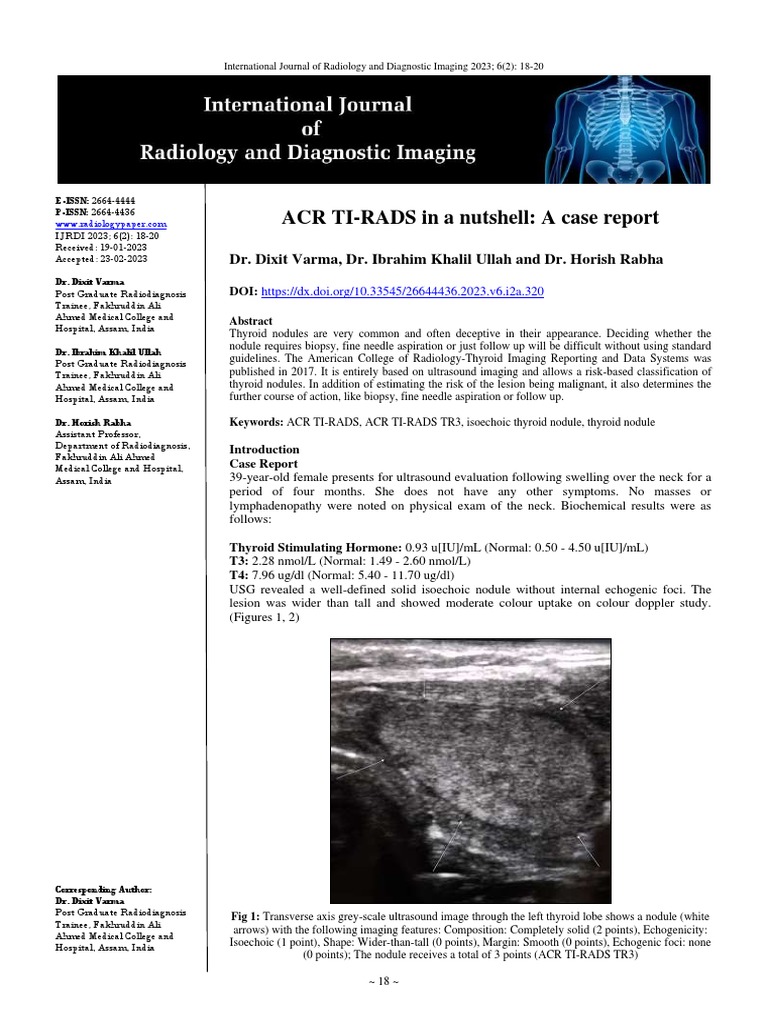 ACR TI-RADS in A Nutshell: A Case Report | PDF