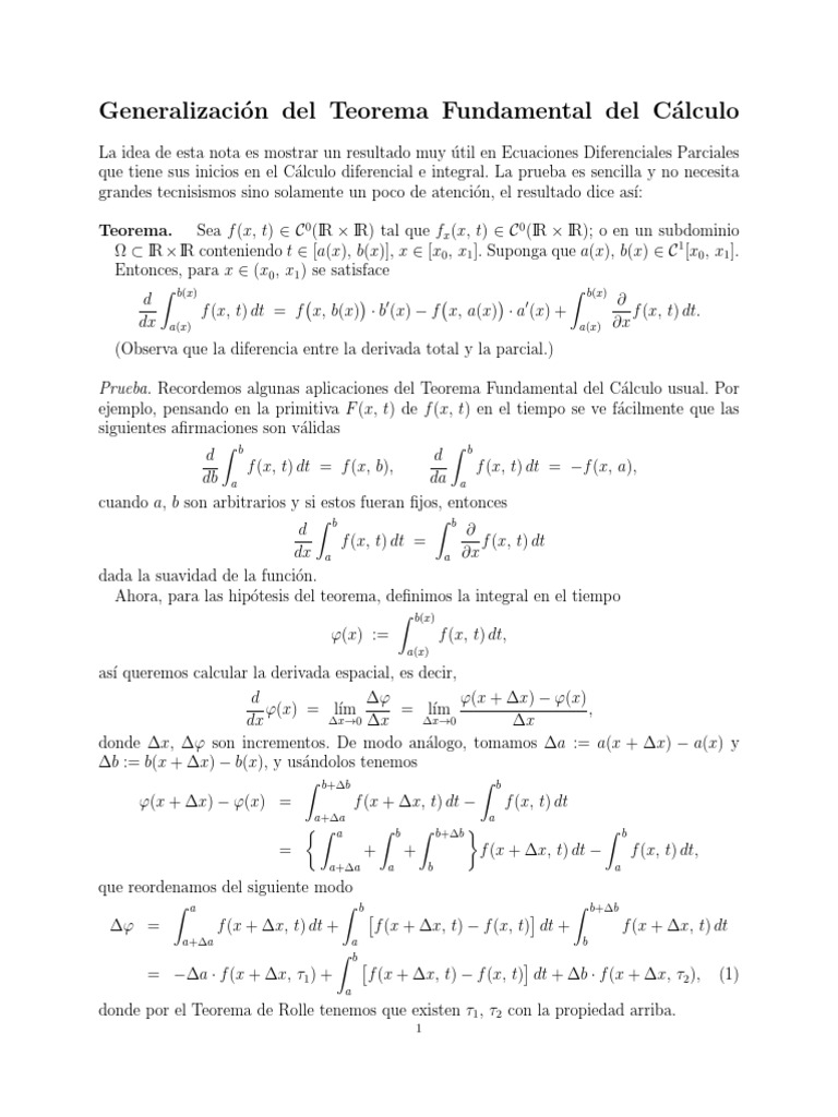 Generalizacion - Teorema - Fundamental - Del - Calculo | PDF | Integral | Cálculo