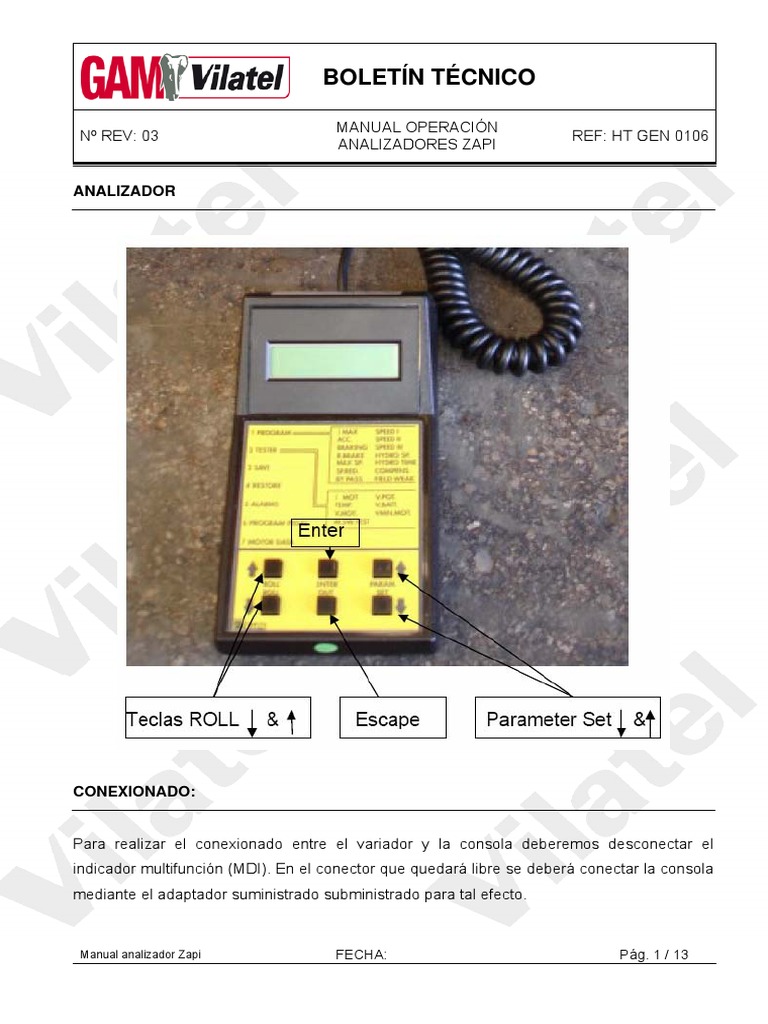 HTGEN 0106 - Manual Operación Analizadores ZAPI | PDF | Cantidades fisicas | Bienes manufacturados