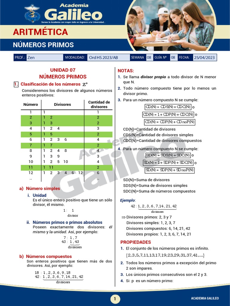 Unidad 07 PRIMOS PDF | PDF | Número primo | Multiplicación