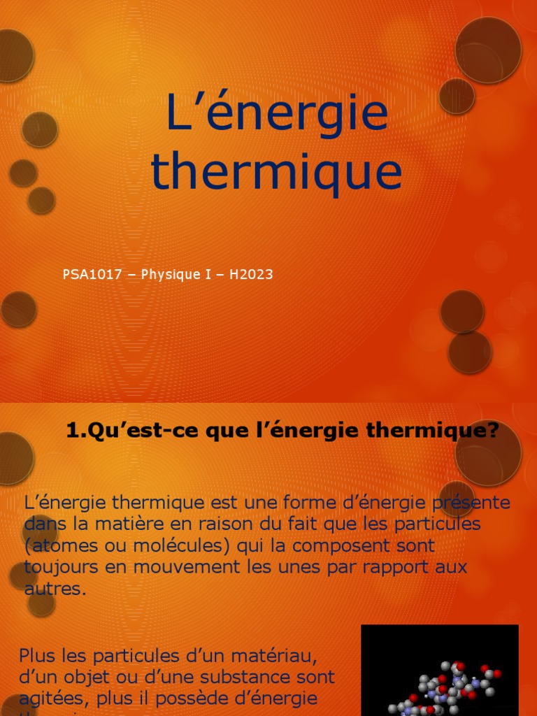 Définition et applications de l'énergie thermique | PDF