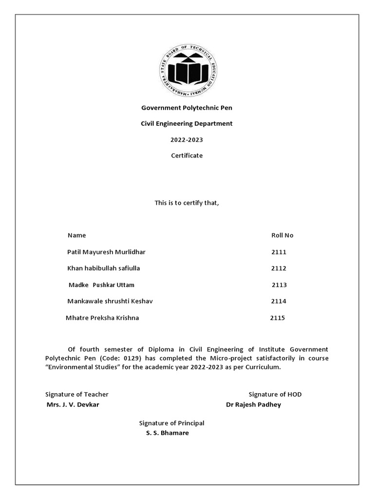 Environment Study MSBTE Micro Project | PDF