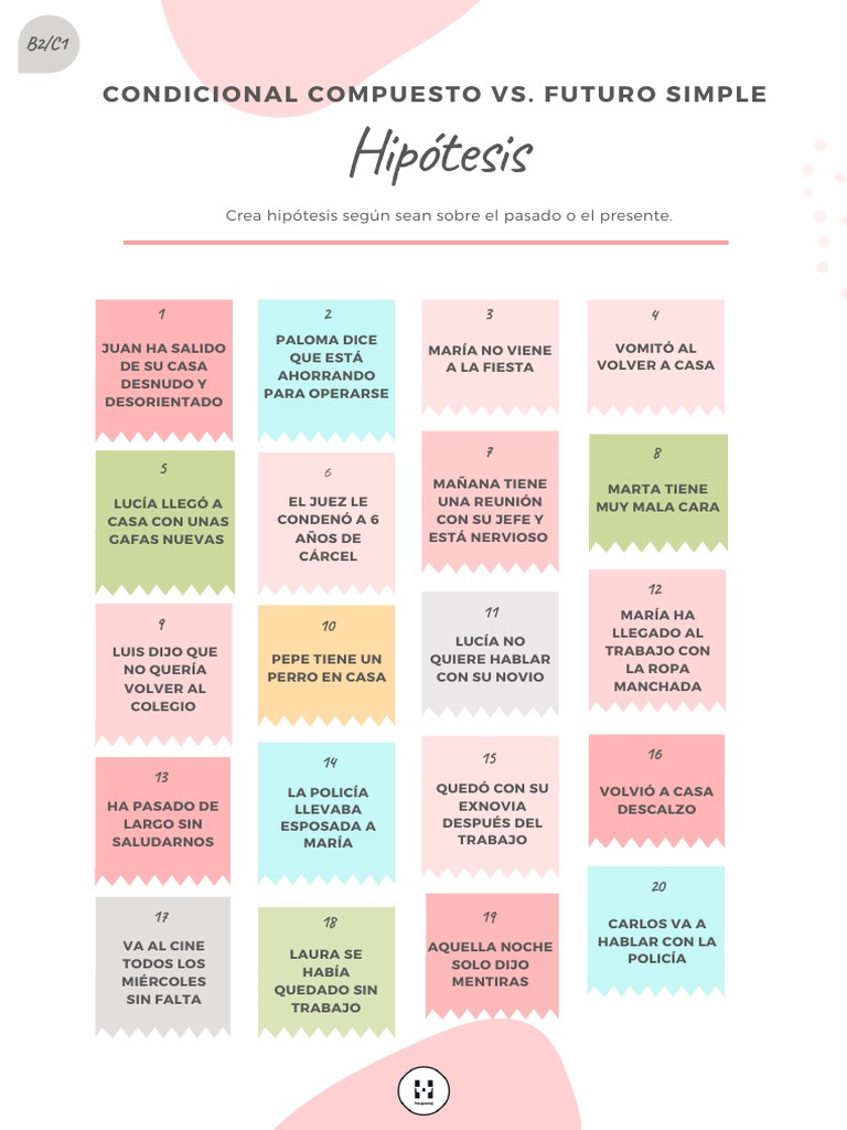 Futuro Simple vs. Condicional Compuesto Hipótesis | PDF