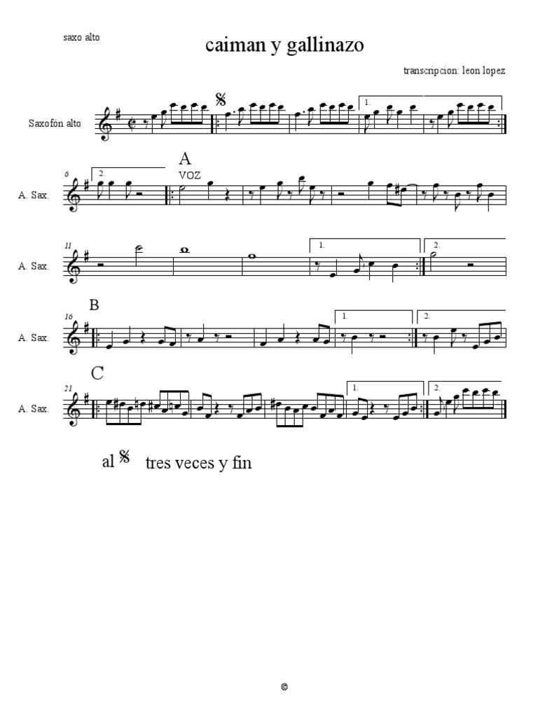 Saxo Alto Caiman y Gallinazo - Real PDF | PDF