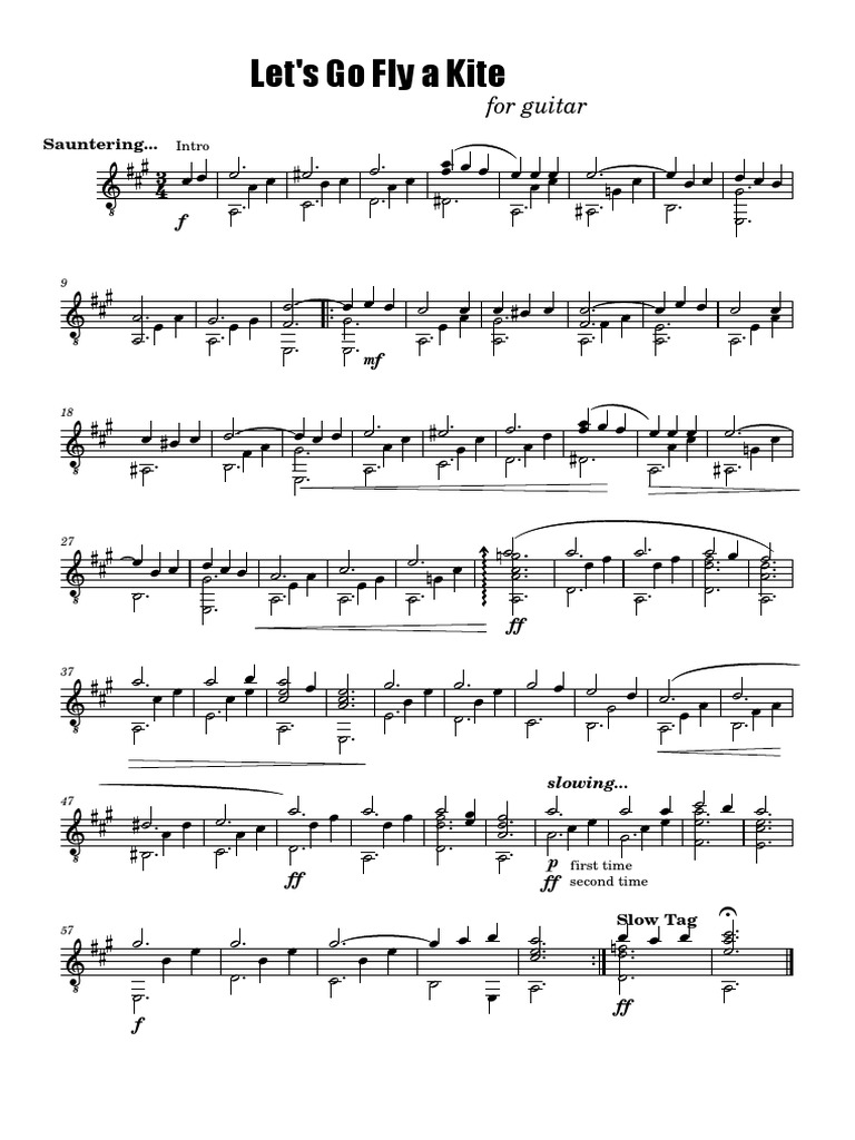 Let's Go Fly a Kite: A Guitar Tab for the Classic Song | PDF