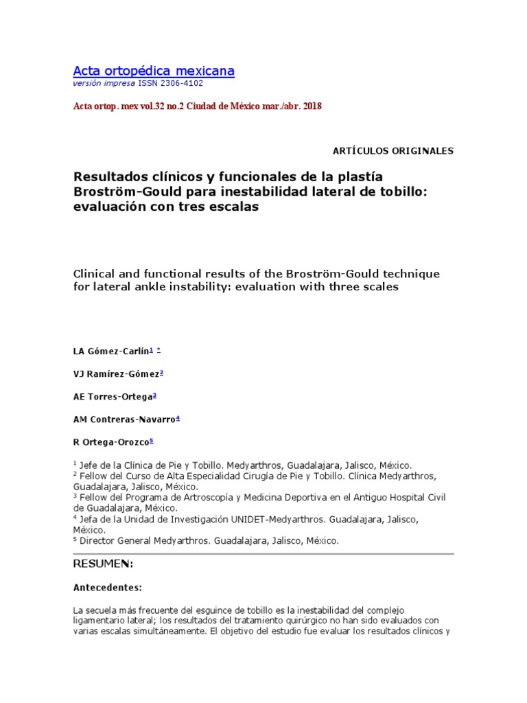 Brostrom Gould PDF | PDF | Cirugía | Dolor