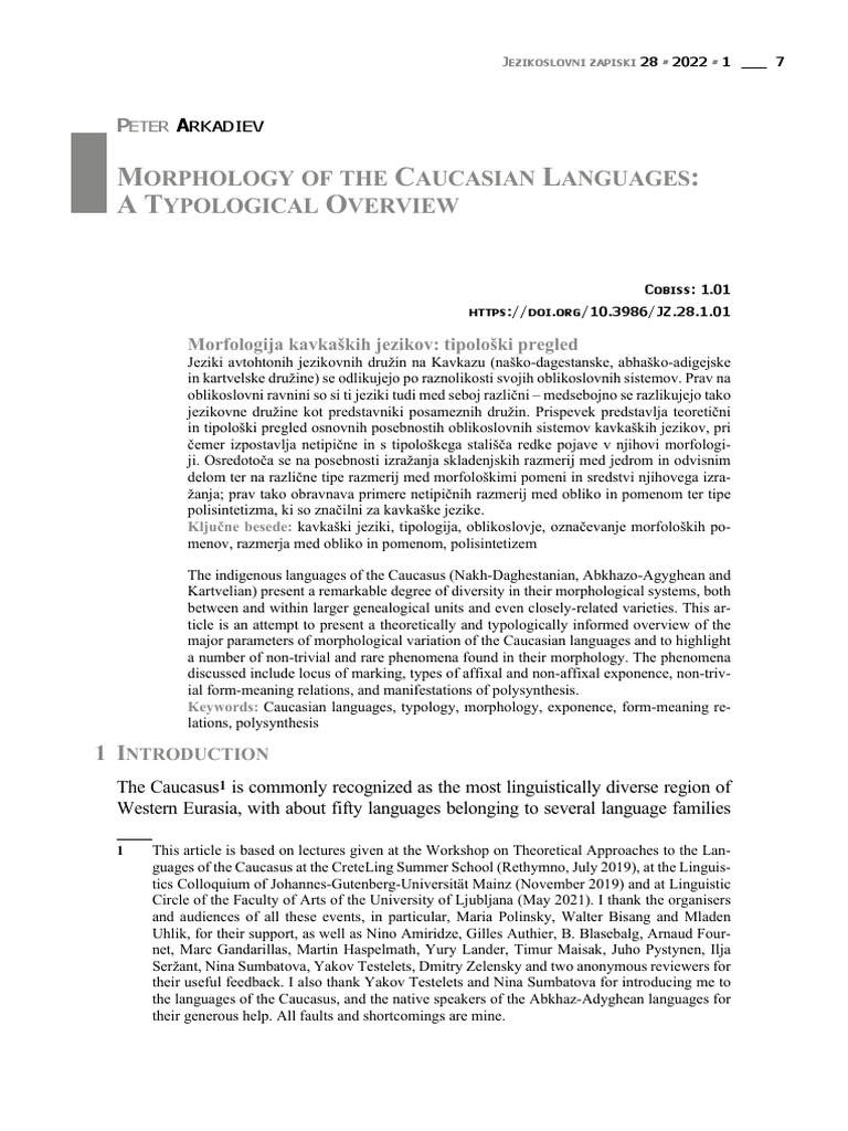 Morphology of The Caucasian Languages A PDF | PDF