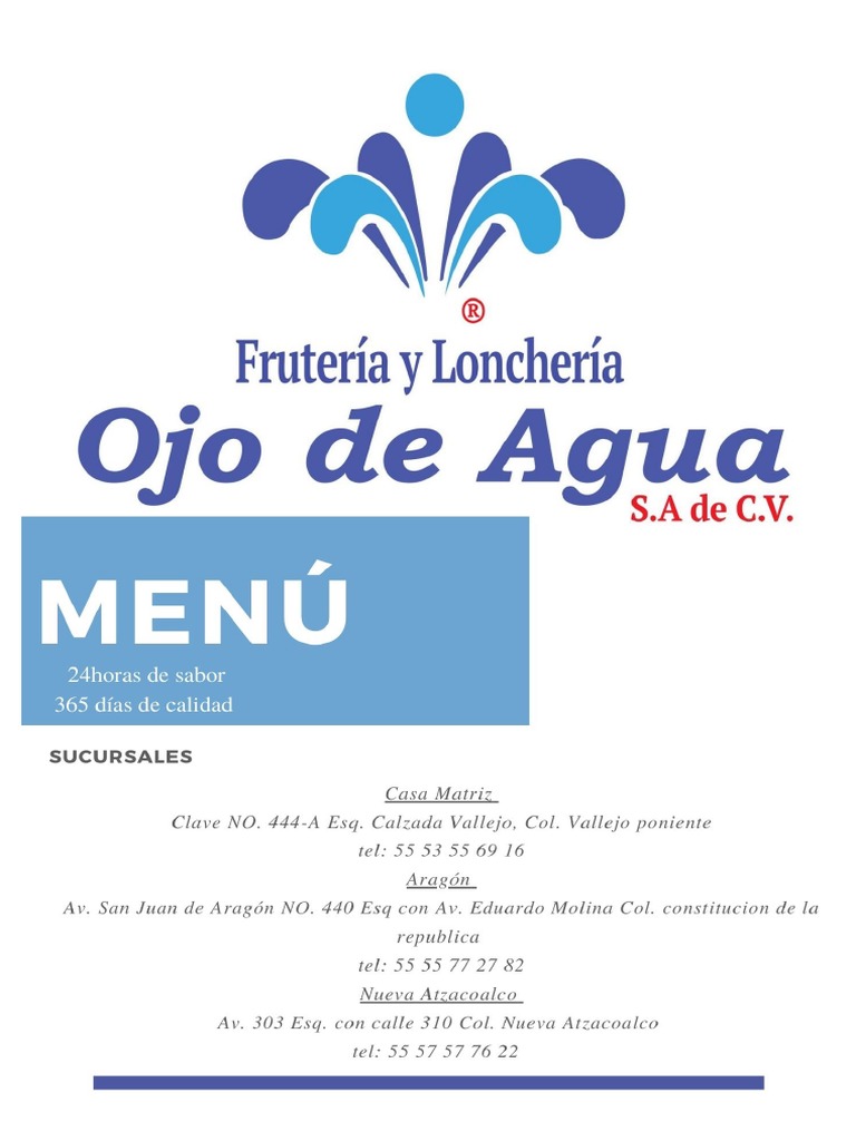 Menú Ojo de Agua. .pdf | PDF