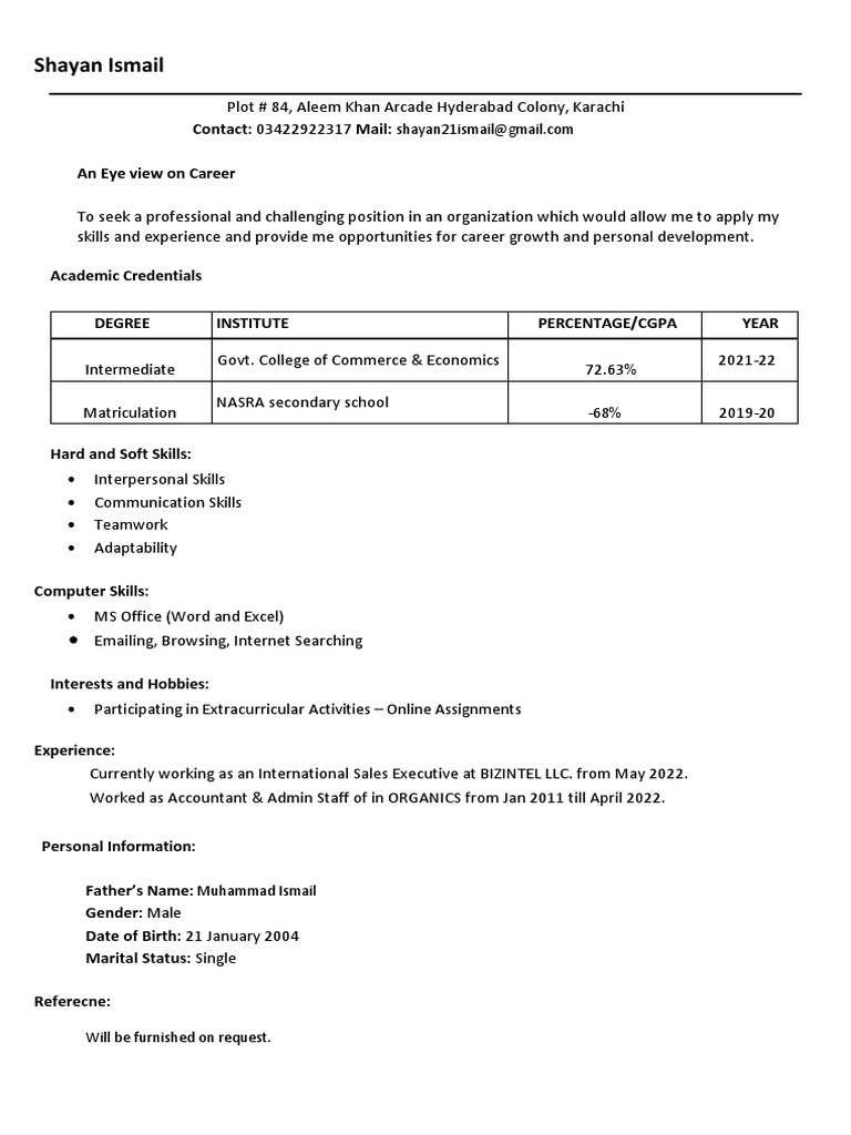 Shayan Ismail - CV PDF | PDF