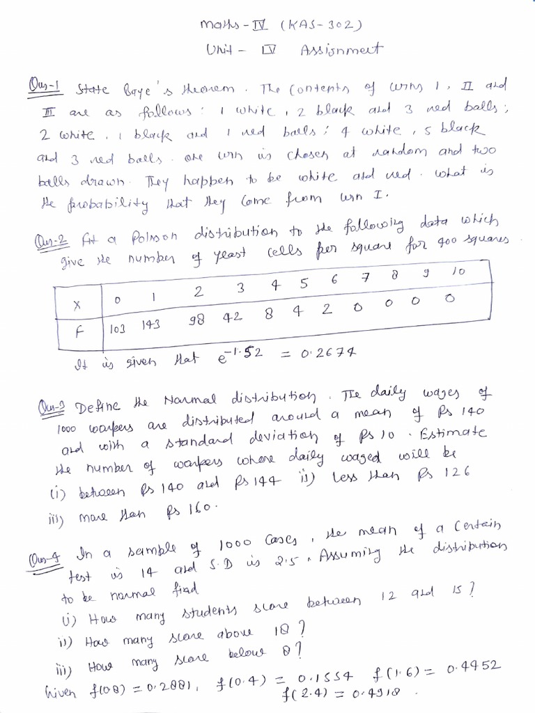 Assignment of Unit - 4 Maths - 4 PDF | PDF