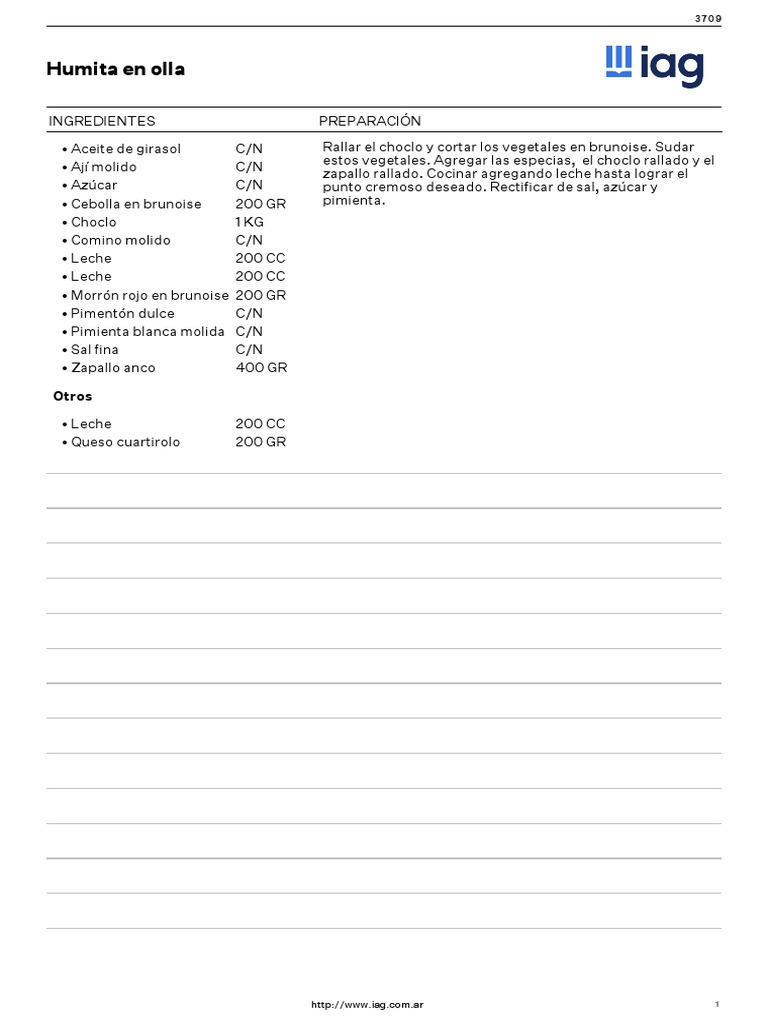 Humita en Olla PDF | PDF