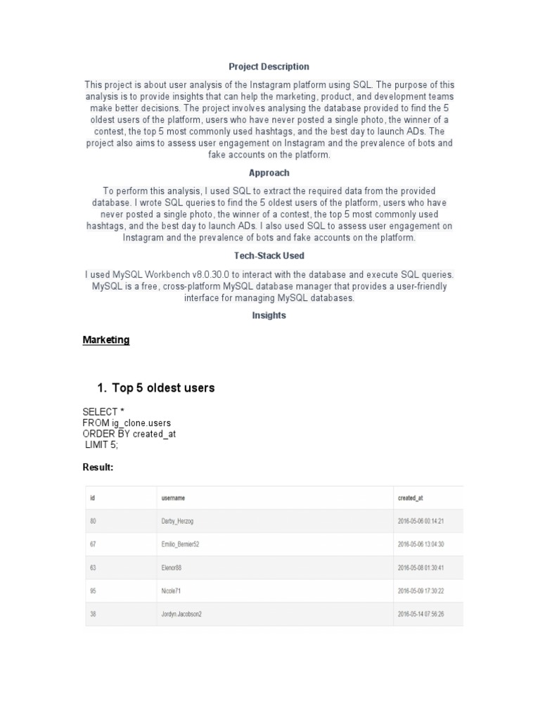 Instagram User Analytics | PDF