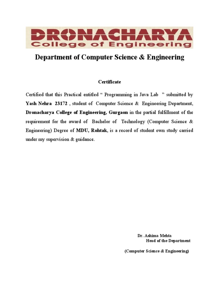 Certificate Java Pdf 