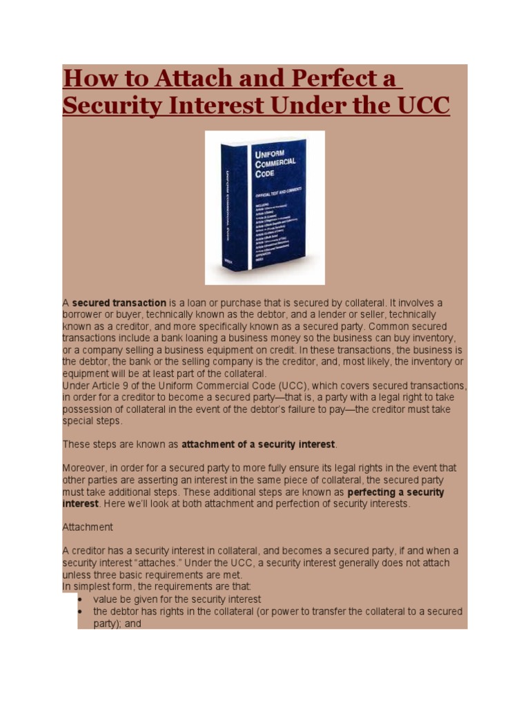 How To Attach and Perfect A Security Interest Under The UCC | PDF ...