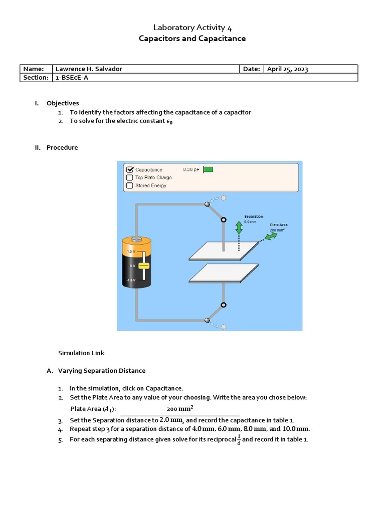 Physics Lab 3 Capacitors PDF | PDF | Teaching Methods & Materials | Science & Mathematics