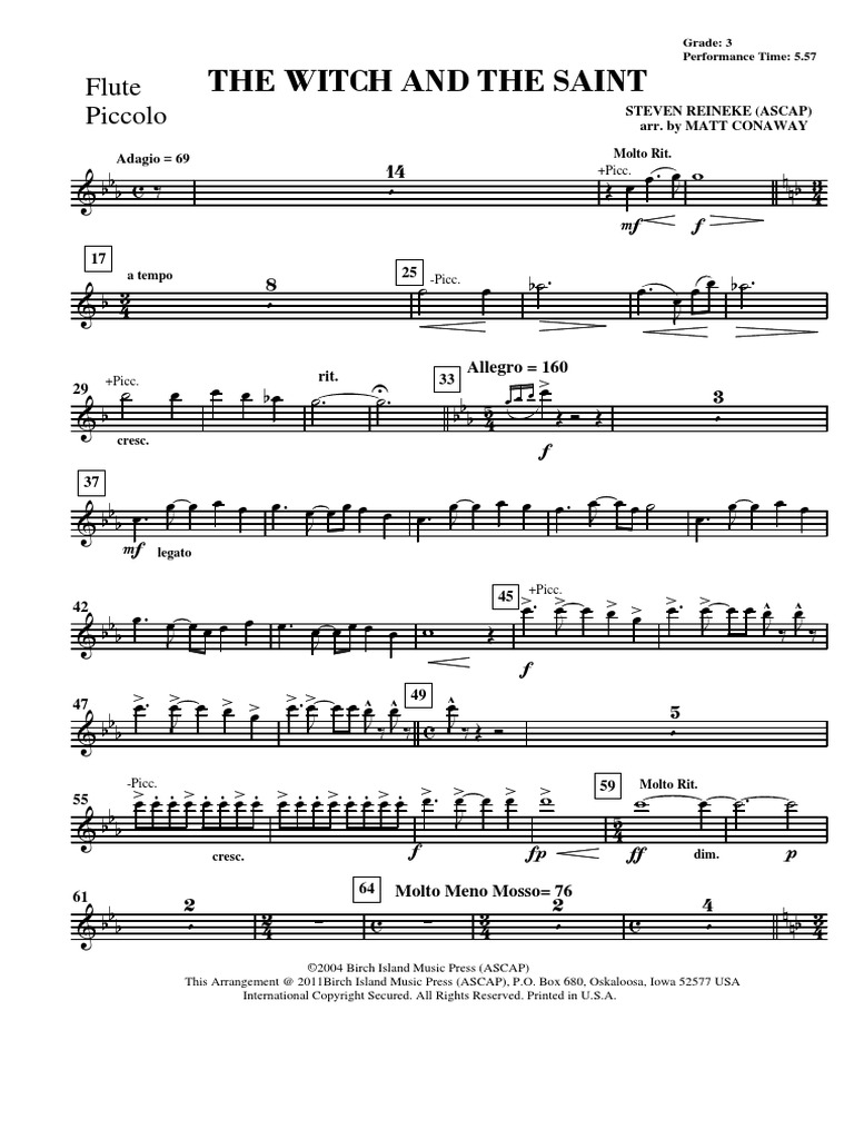 THE WITCH AND THE SAINT 3 Flute Piccolo PDF | PDF