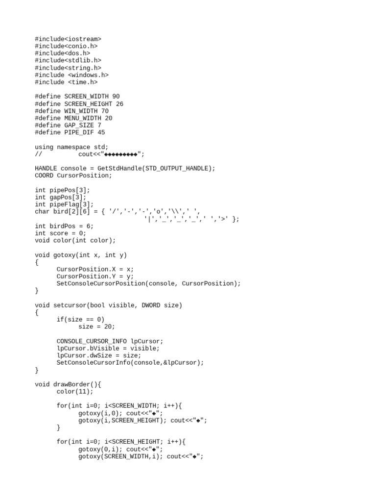 Flappy Bird Game CPP | PDF