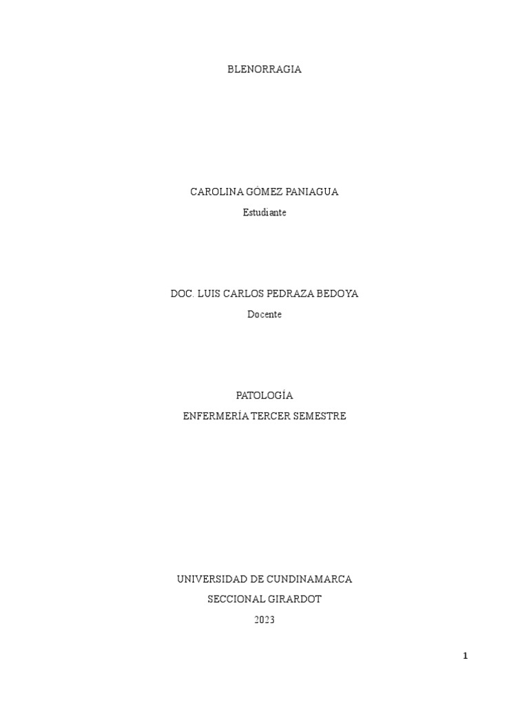 Blenorragia: Diagnóstico y Tratamiento | PDF | Medicina CLINICA ...