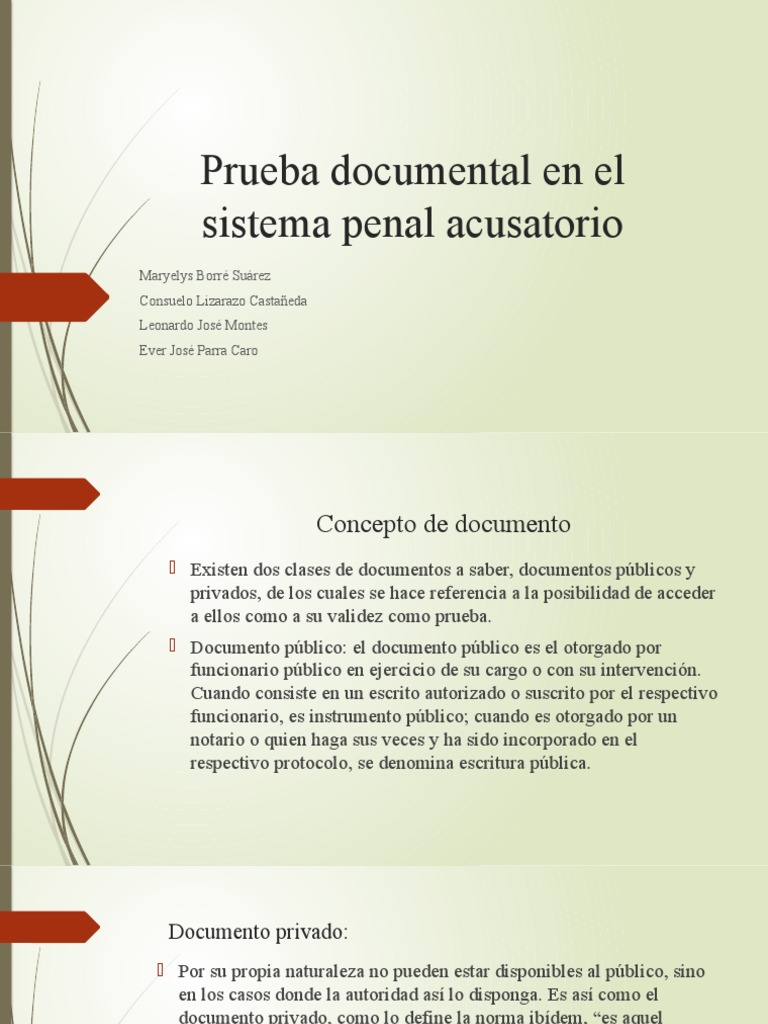Prueba Documental en El Sistema Penal Acusatorio-1 | PDF