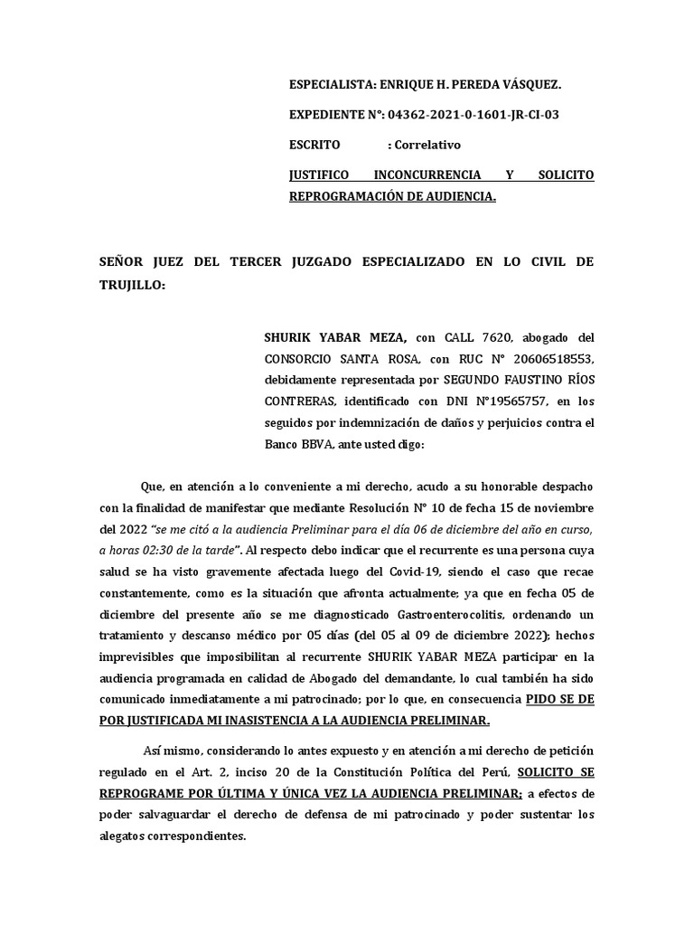 Modelo de Justificación y Reprogramación de Declaración | PDF | Justicia | Crimen y violencia