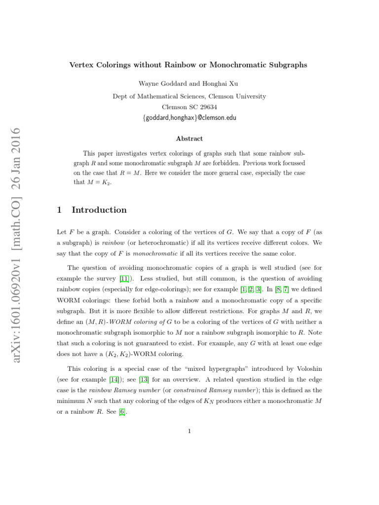 Vertex Colorings Without Rainbow Subgraphs | PDF | Vertex (Graph Theory ... Vertex Colorings Without Rainbow Subgraphs | PDF | Vertex (Graph Theory ...