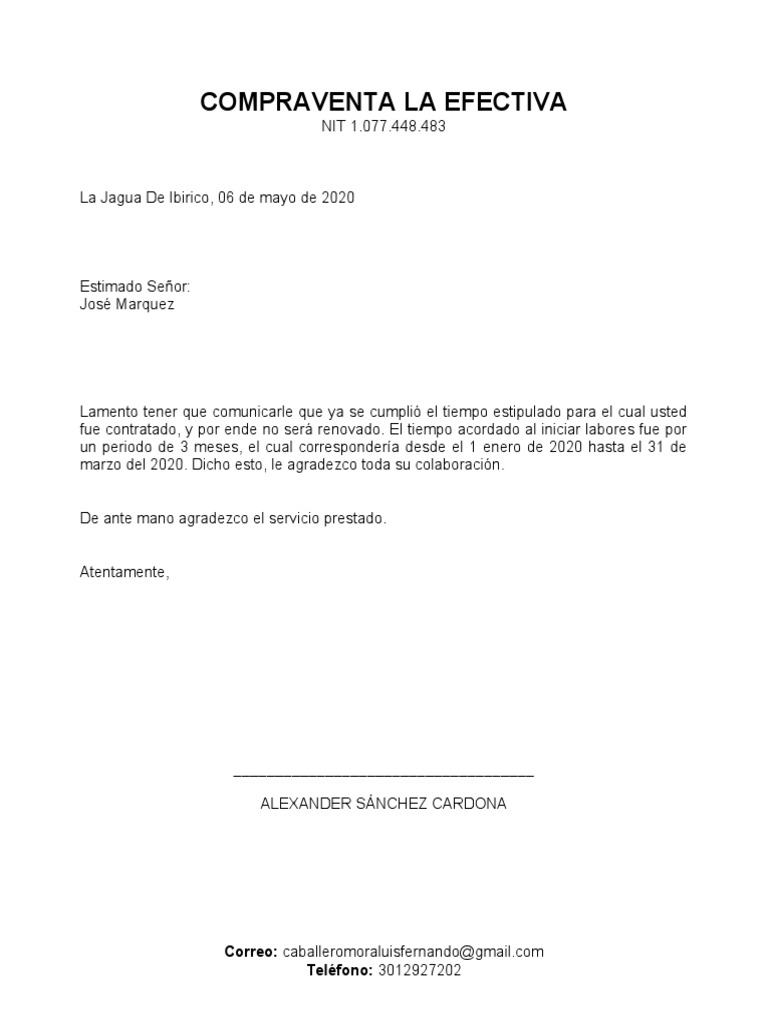 CARTA PREAVISO DESPIDO - copia.doc | PDF