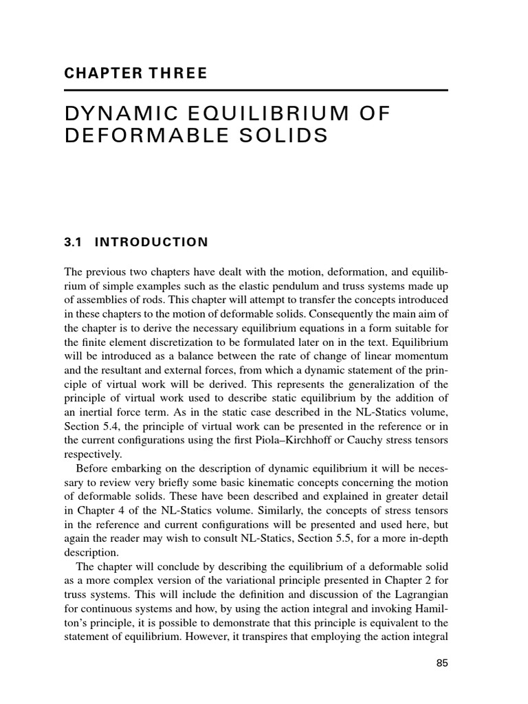 Dynamic Equilibrium Of Deformable Solids 2021 Pdf Pdf