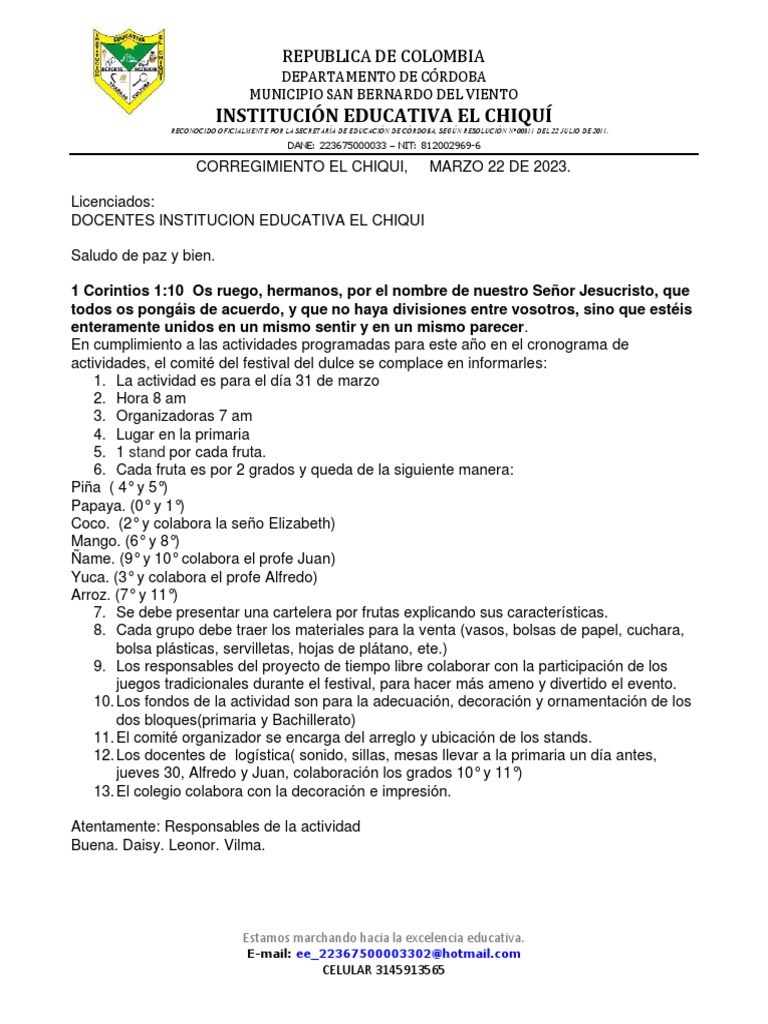 Festival del Dulce en El Chiquí 2023 | PDF