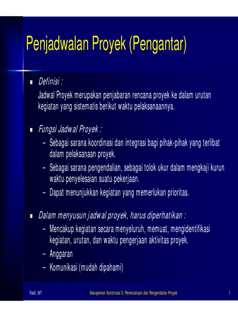03a Penjadwalan Proyek Pengantar+Barchart | PDF