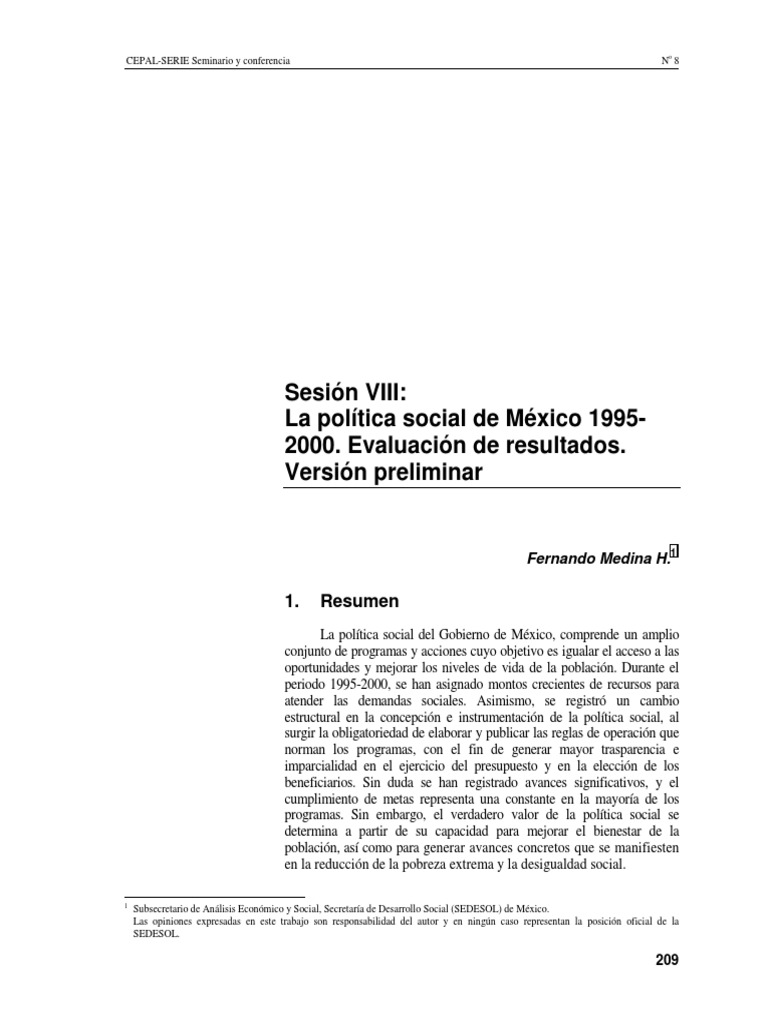 Política Social en México 1995-2000 | PDF