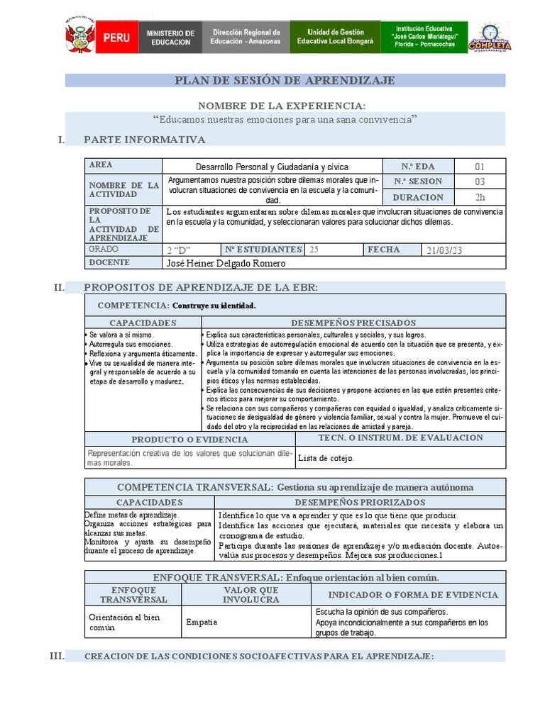 Sesión 3 DPCC 2°d Eda 1 | PDF
