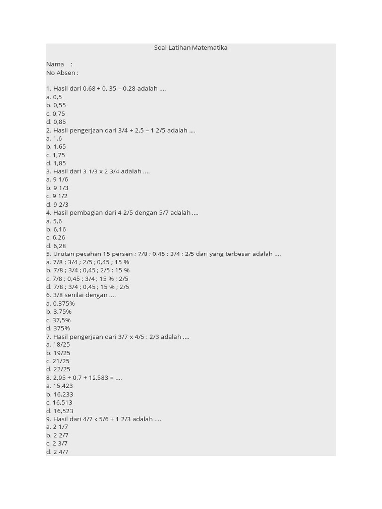 Soal Latihan MTK | PDF