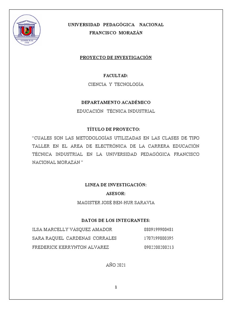 Proyecto Final de Investigacion Sara Raquel Cardenas Corrales- 1707199800395 | PDF