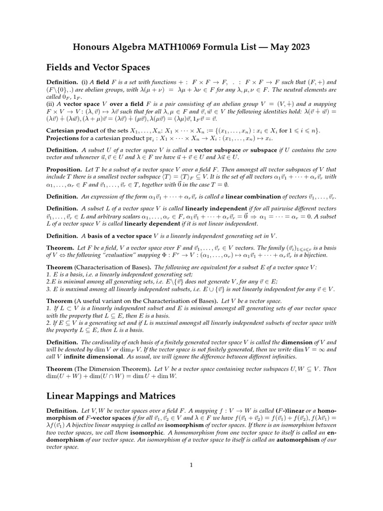 Edinburgh uni Algebra exam Notes | PDF | Eigenvalues And Eigenvectors ...