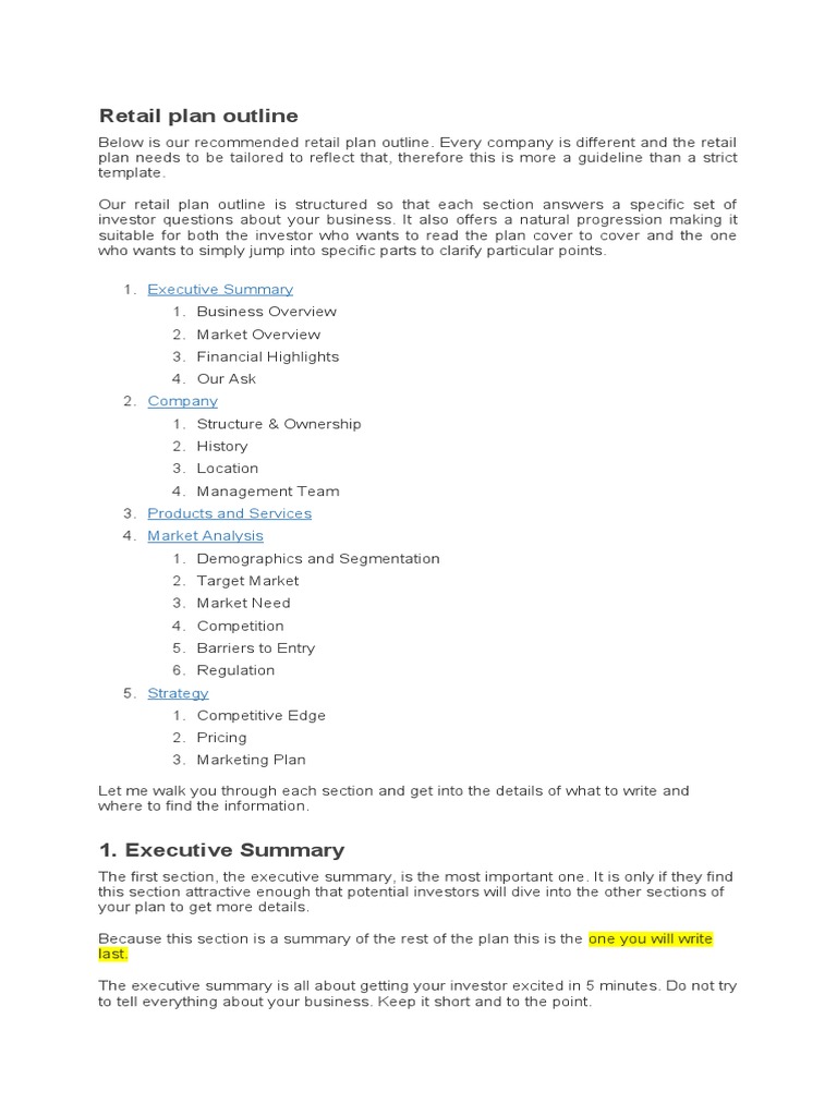 A Guide to Developing a Comprehensive Retail Plan | PDF