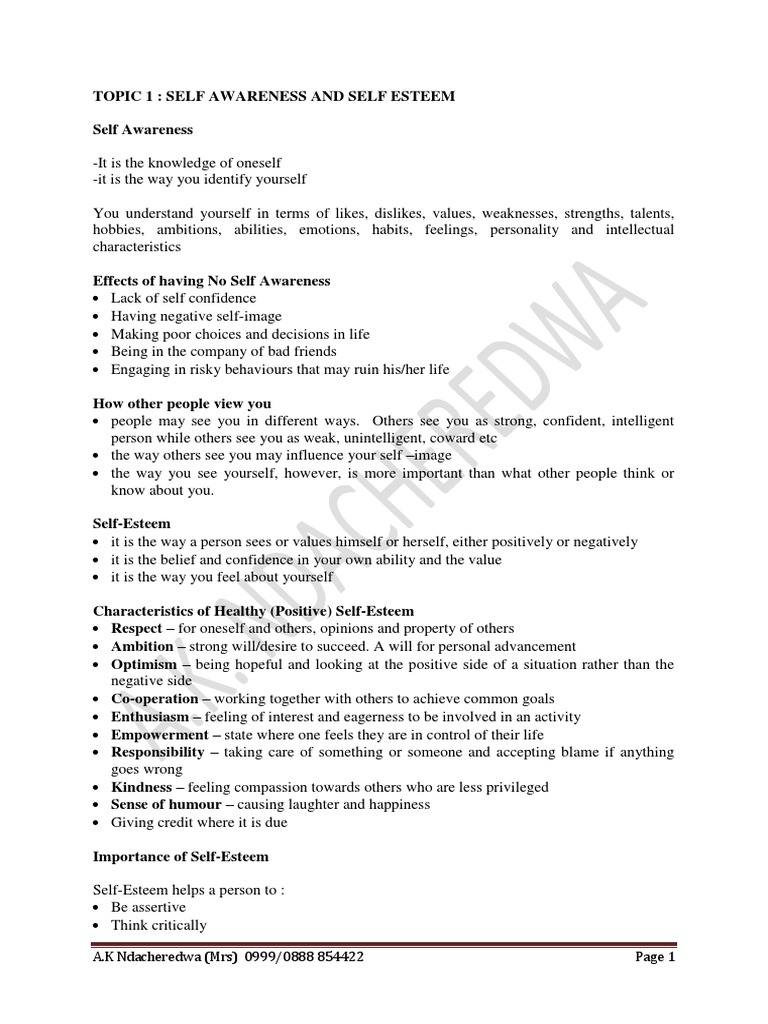 Form 1 Life Skills Notes | PDF