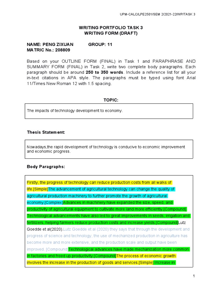 Lpe2501 Writing Portfolio Task 3 (Writing Form - Draft) PDF | PDF | Economic Growth | Employment