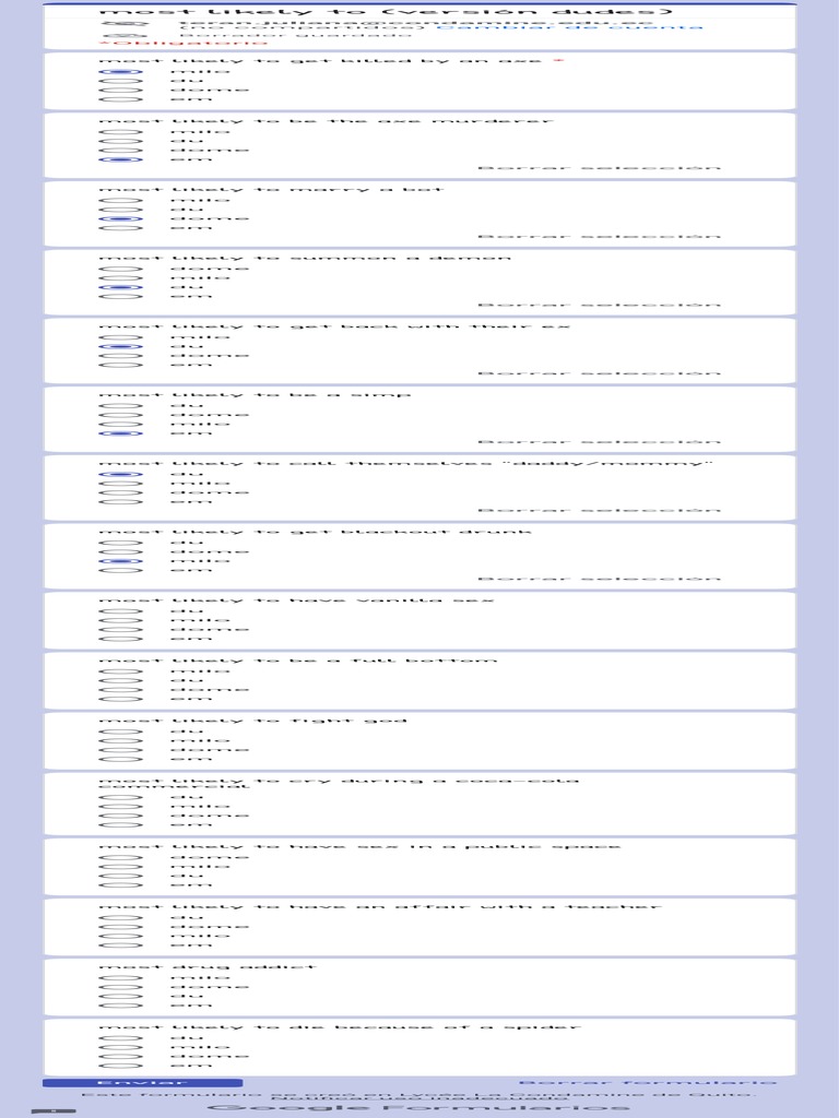 Most Likely To (Versión Dudes) PDF | PDF