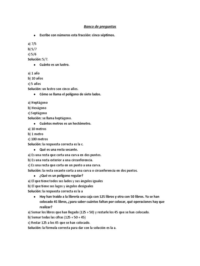 Banco de Preguntas | PDF