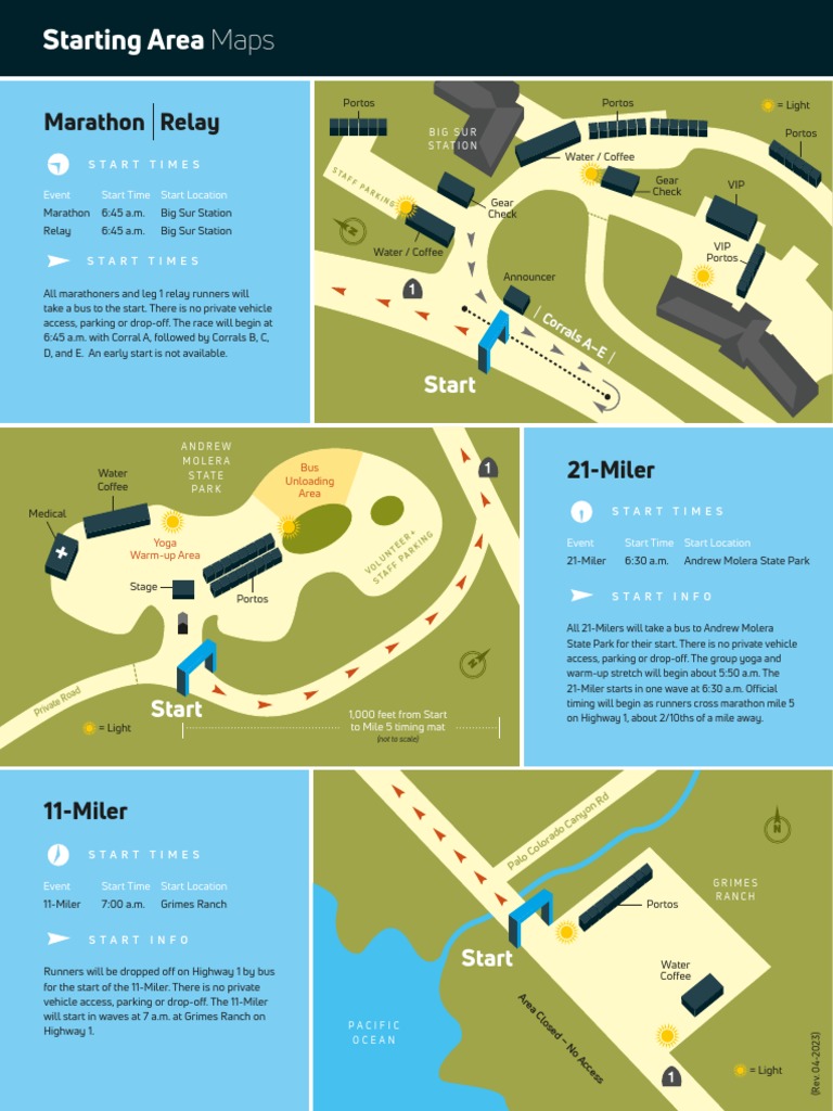 Starting Area Maps for Marathon, Relay and 21-Miler | PDF