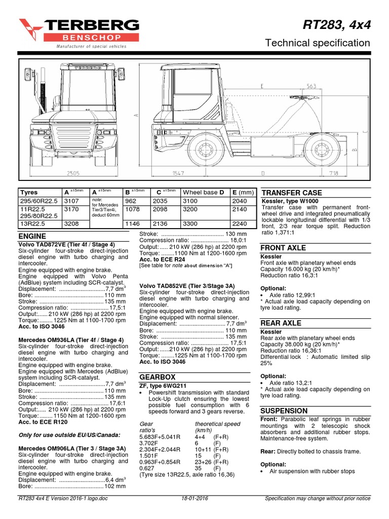 Terberg RT283 PDF | PDF | Truck | Diesel Engine