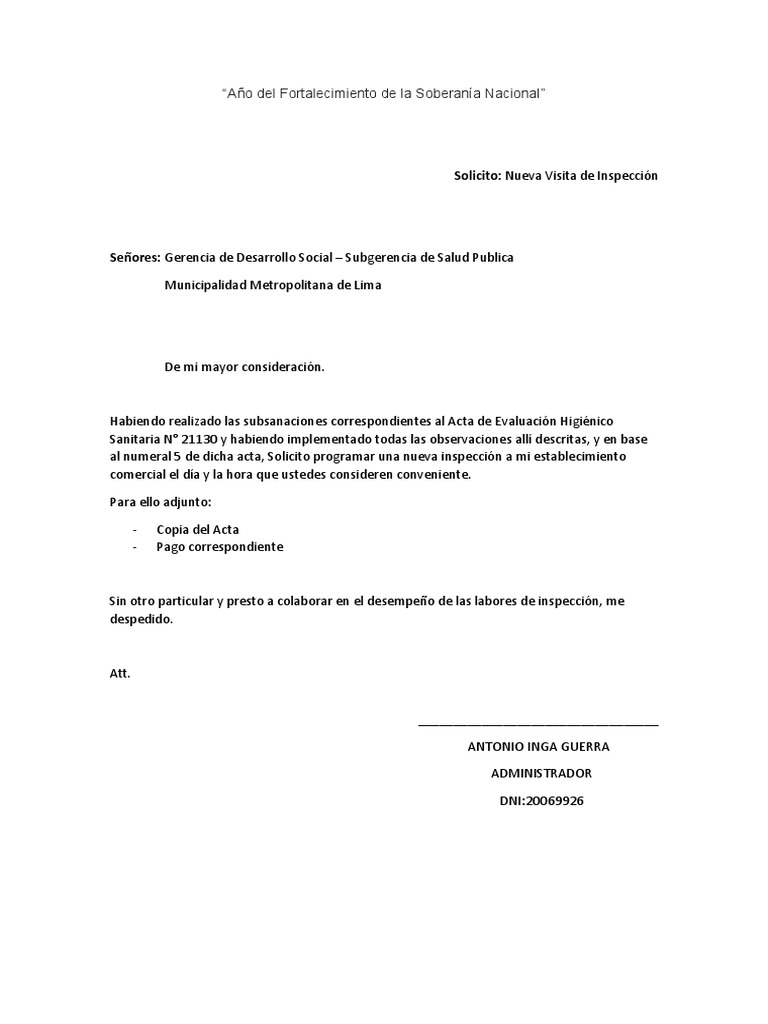 Solicitud de Inspeccion PDF | PDF
