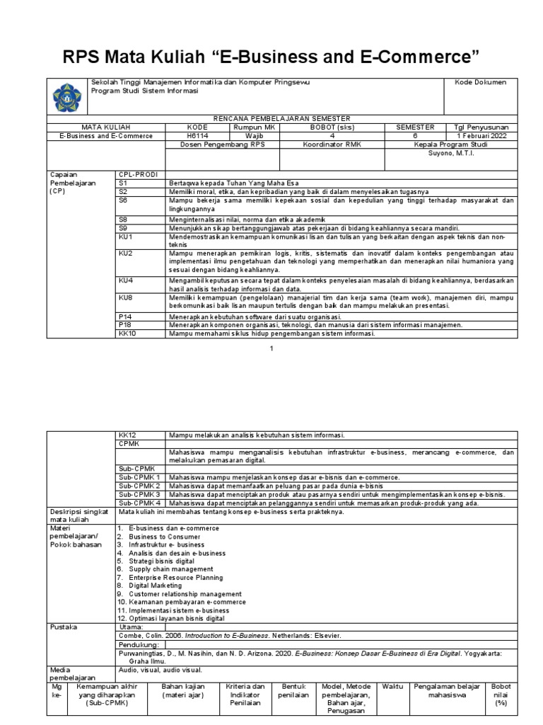 RPS E-Business-STMIKP For Online Class | PDF