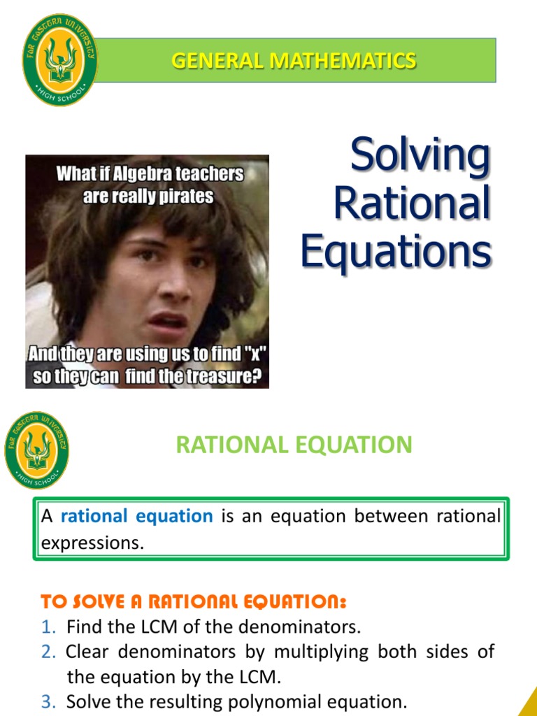Solving Rational Equations PDF | PDF