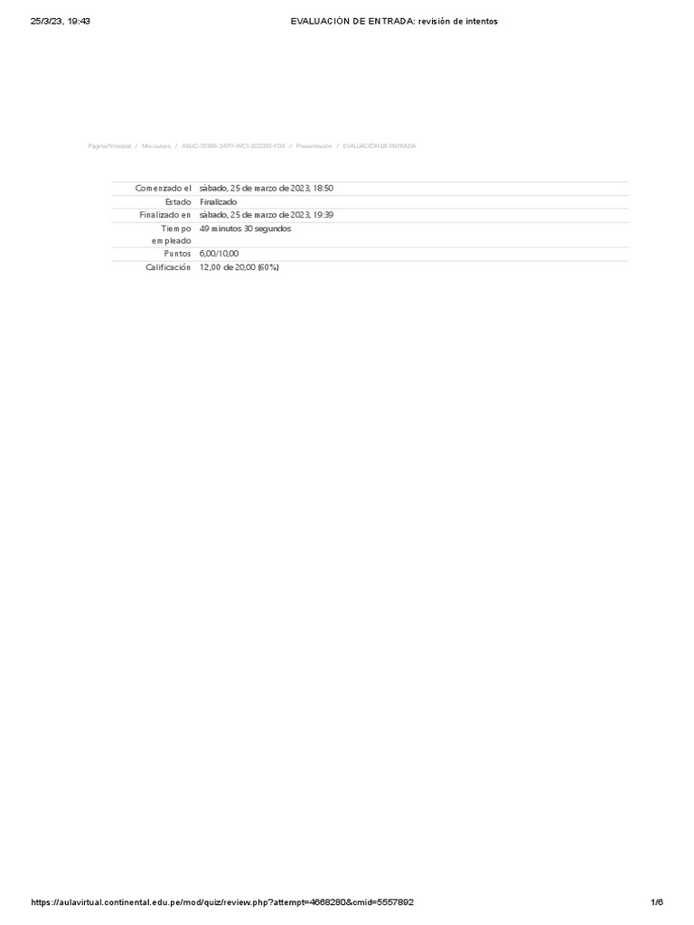 EVALUACIÓN DE ENTRADA - Revisión de Intentos PDF | Descargar gratis PDF | Hormigón | Ciencias ...