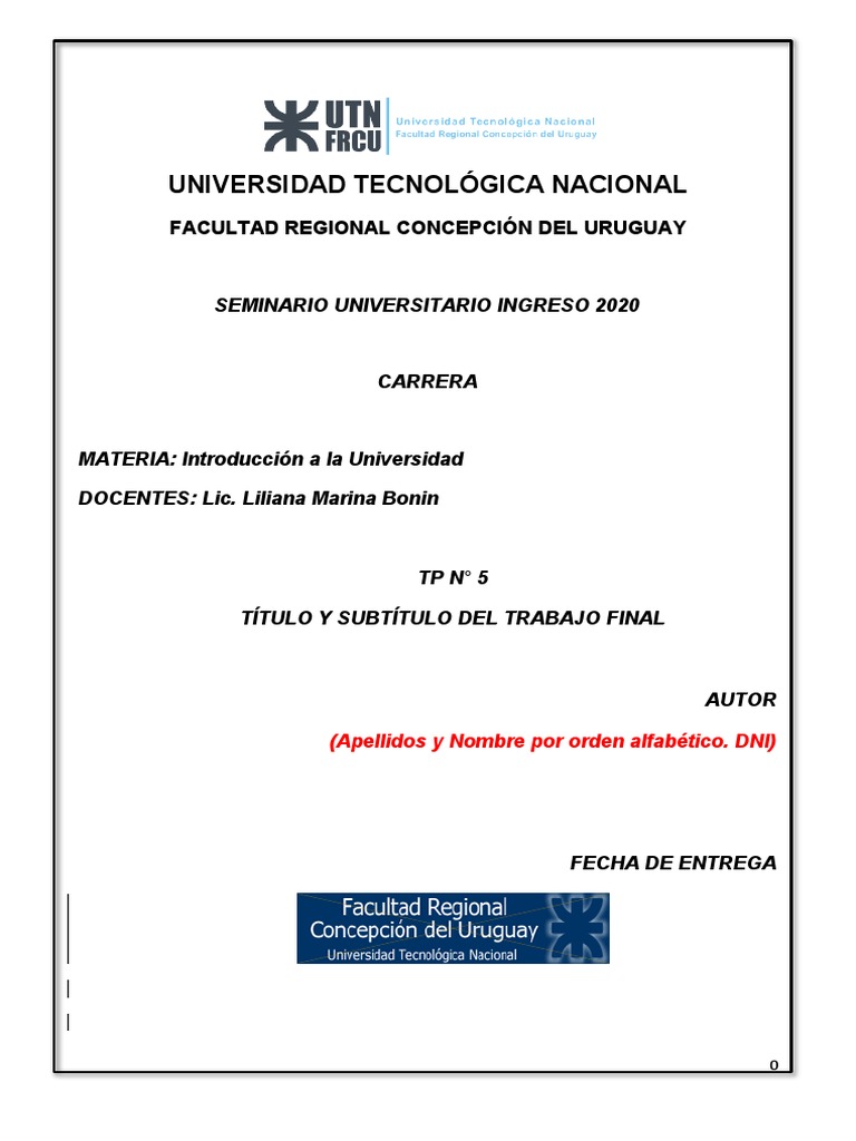 Modelo de Redaccion de Trabajos Prácticos Utn | PDF