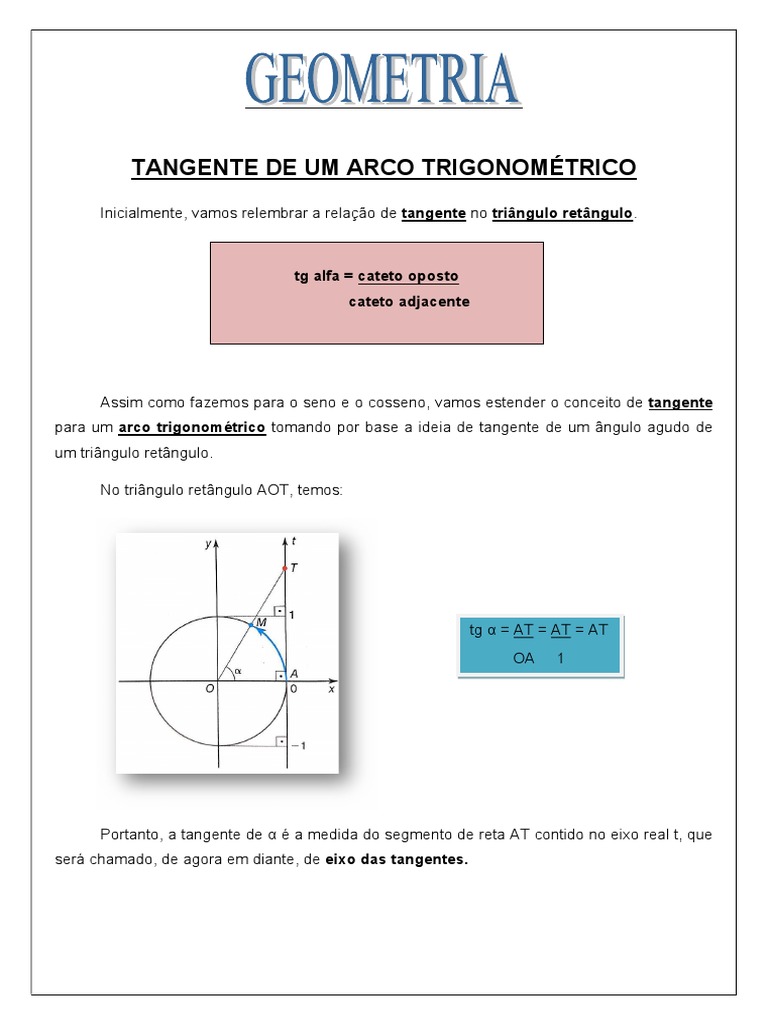 Tangente de Um Arco Trigonométrico | PDF