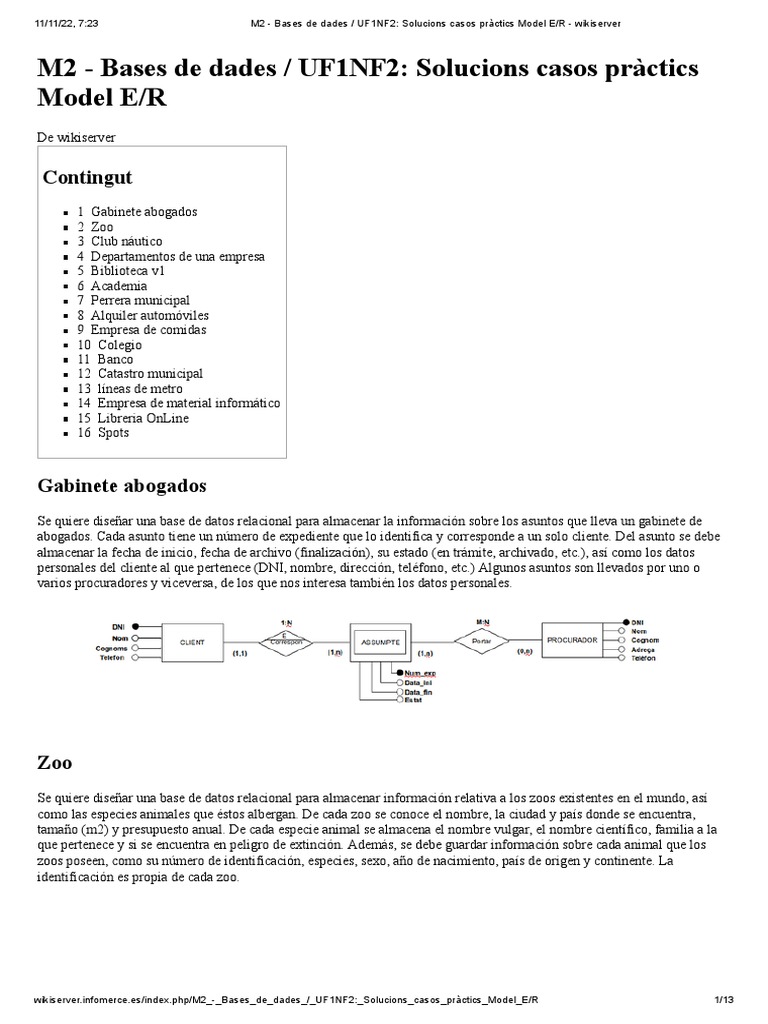 M2 - Bases de Dades - UF1NF2 - Solucions Casos Pràctics Model E - R ...